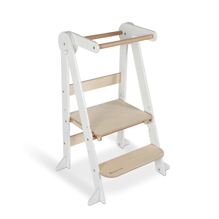 My Duckling Deluxe Folding Adjustable Learning Tower - White/Natural ...