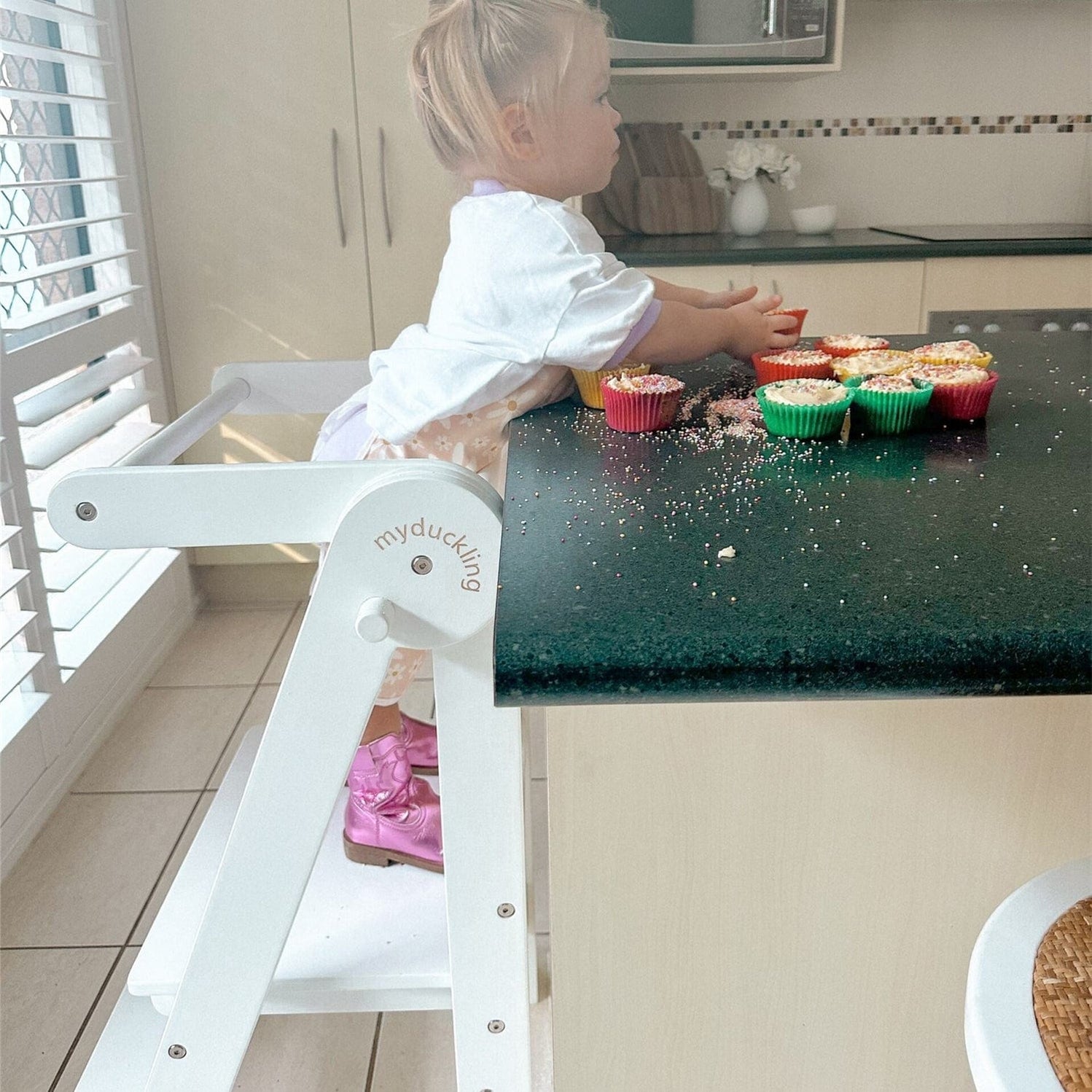 My Duckling Deluxe Folding Adjustable Learning Tower - White — Toypark ...