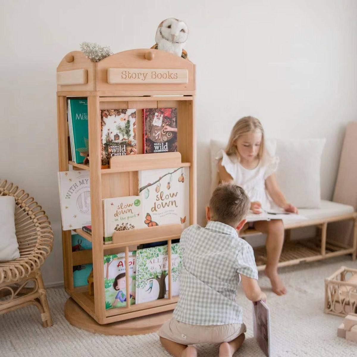 My Duckling Rotating Solid Wood Bookcase - London — Toypark Australia